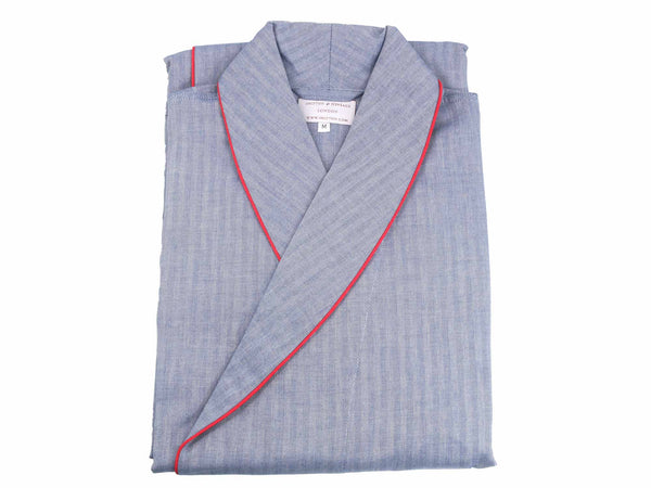 Mens Garrison Blue Herringbone Cotton Dressing Gown – Shipton & Heneage